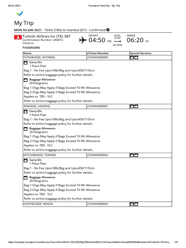 Travelport ViewTrip - My Trip-1 | PDF | Baggage | Transport