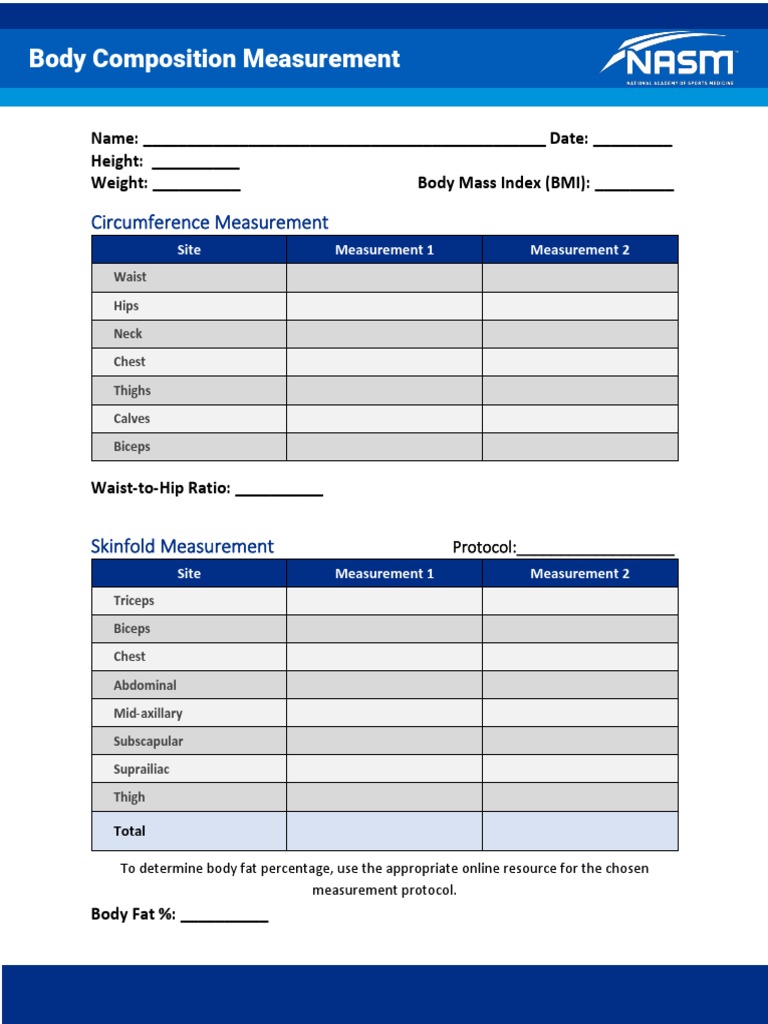 CPT7 Body Composition Assessment Template | PDF