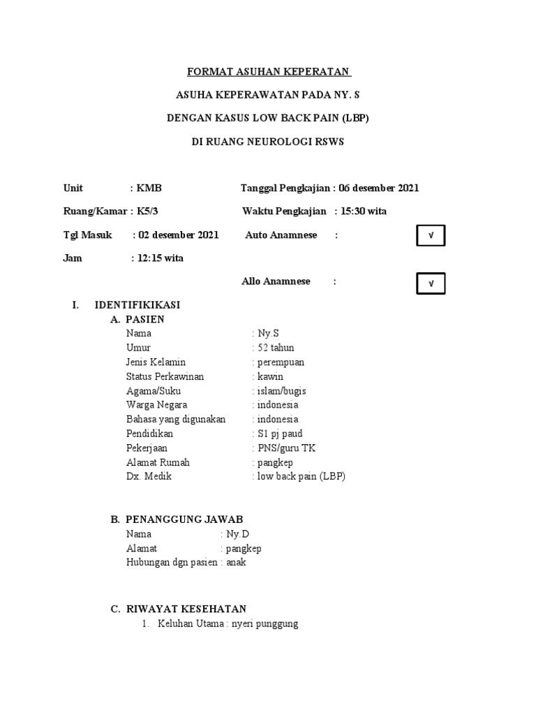Askep Ica LBP Ruang Ortho | PDF