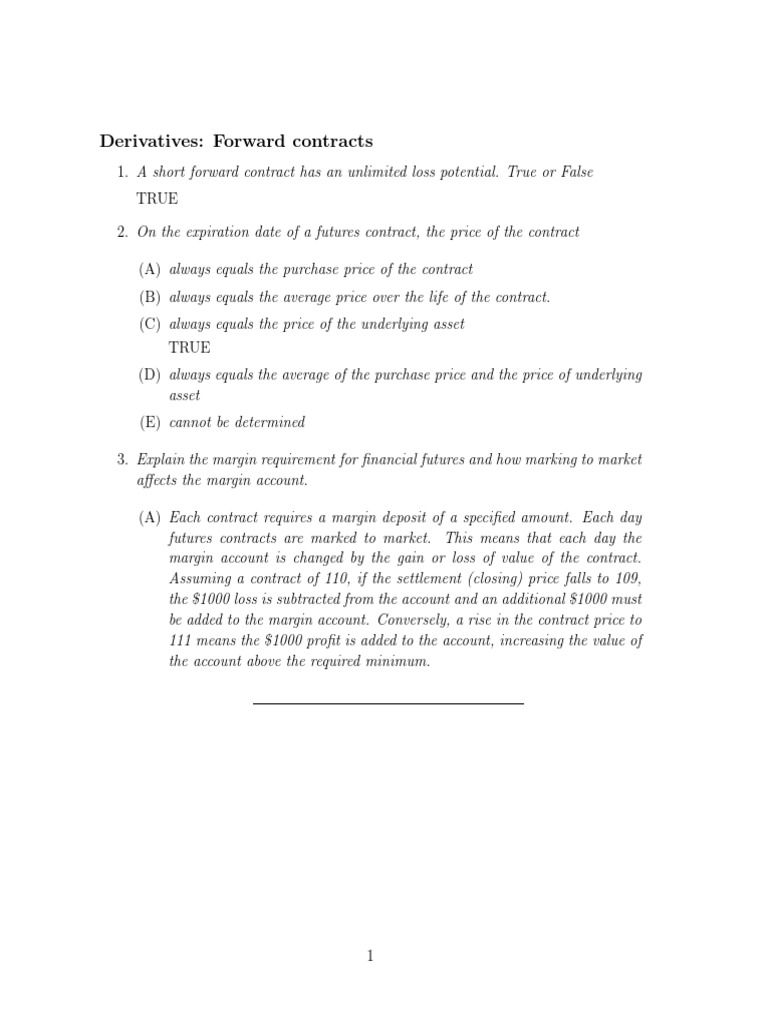 Derivatives: Forward Contracts | PDF | Futures Contract | Option (Finance)