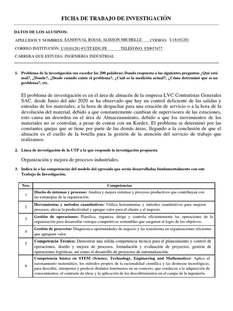 Ficha de Investigación - Alisson Sandoval Rojas | PDF | Gestión de ...