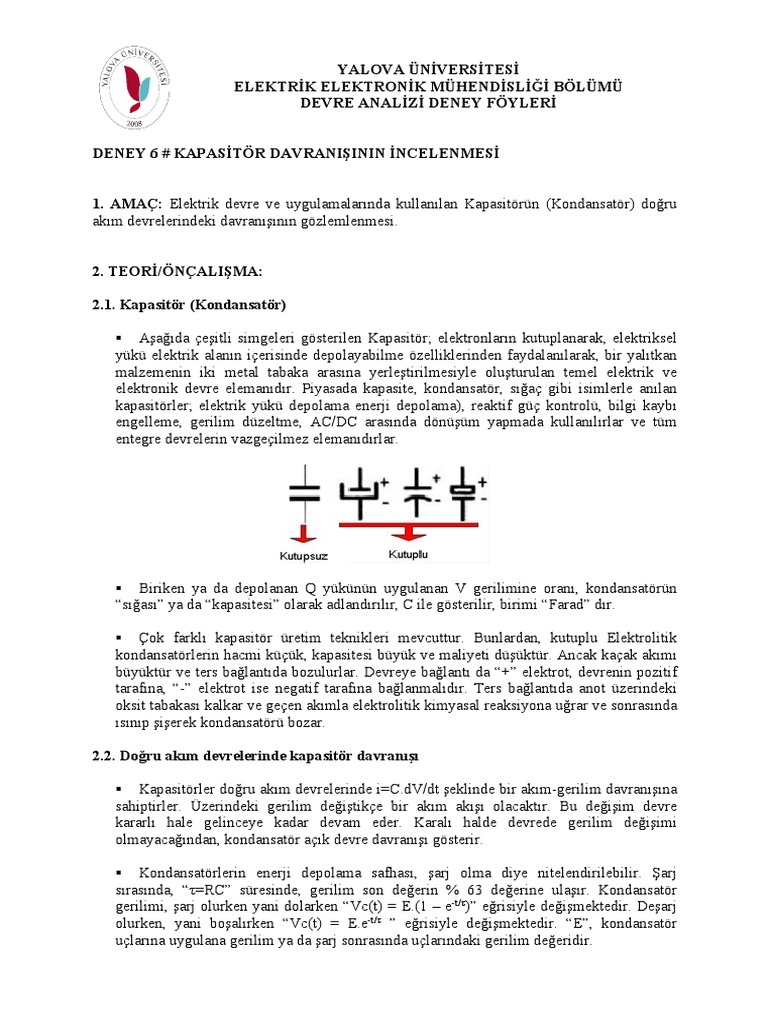 Devre Analizi Lab I - Deney6 Föyü | PDF