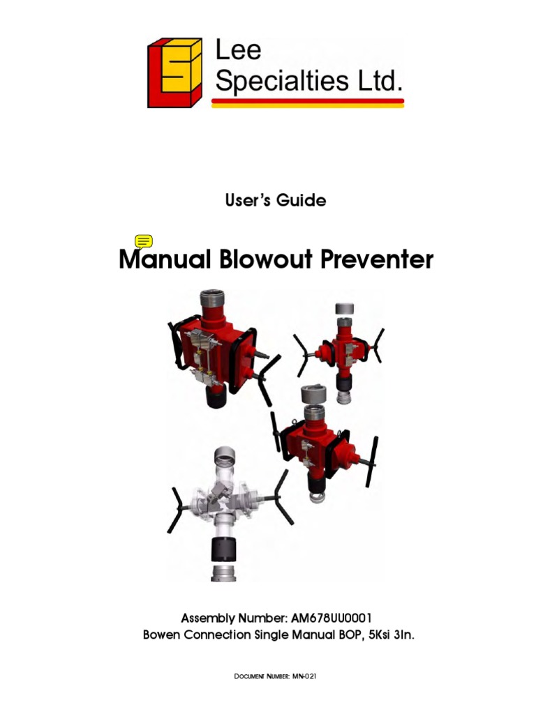 Manual Blowout Preventer: User's Guide | PDF | Valve | Manufactured Goods