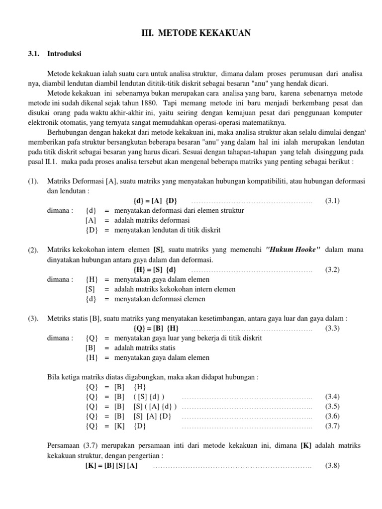 Iii. Metode Kekakuan | PDF | Metode & Bahan Ajar