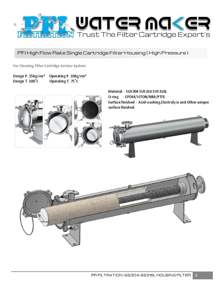 PFI High Flow Series Single Cartridge Filter Housing For Cleaning | PDF ...