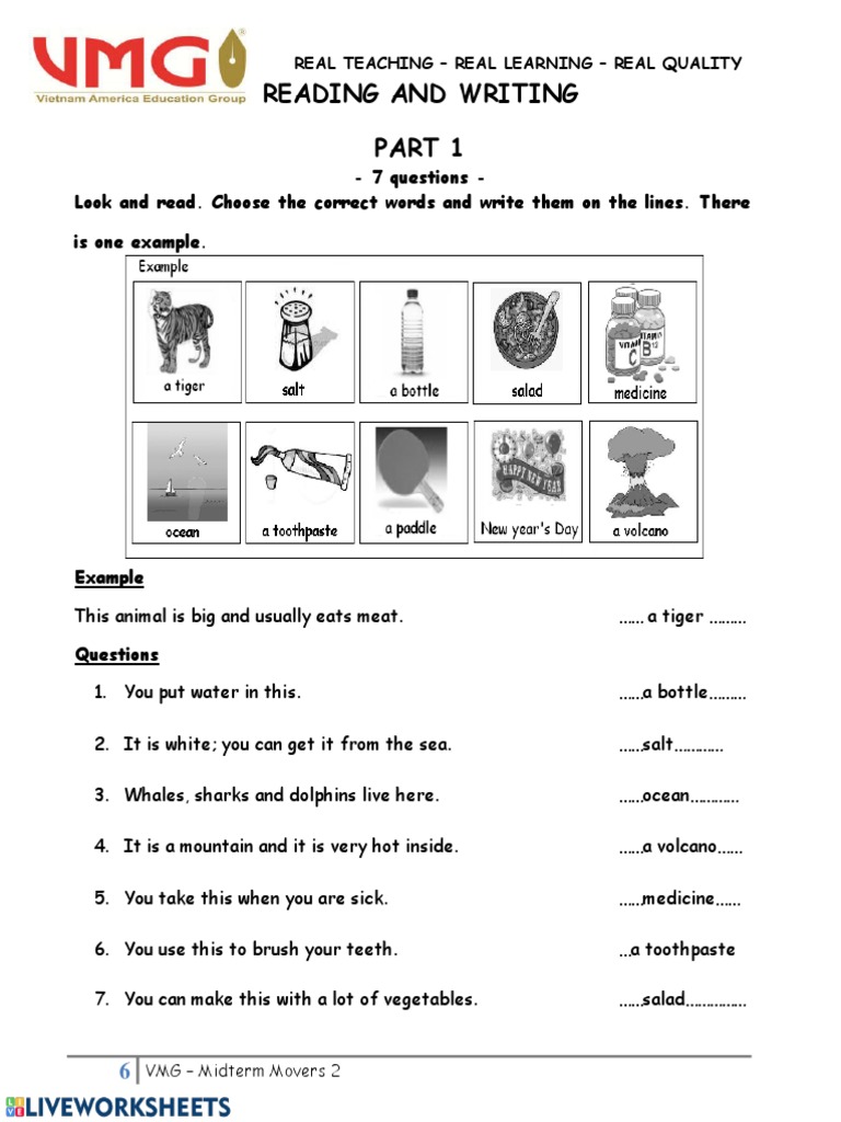Movers Reading and Writing 1 | PDF