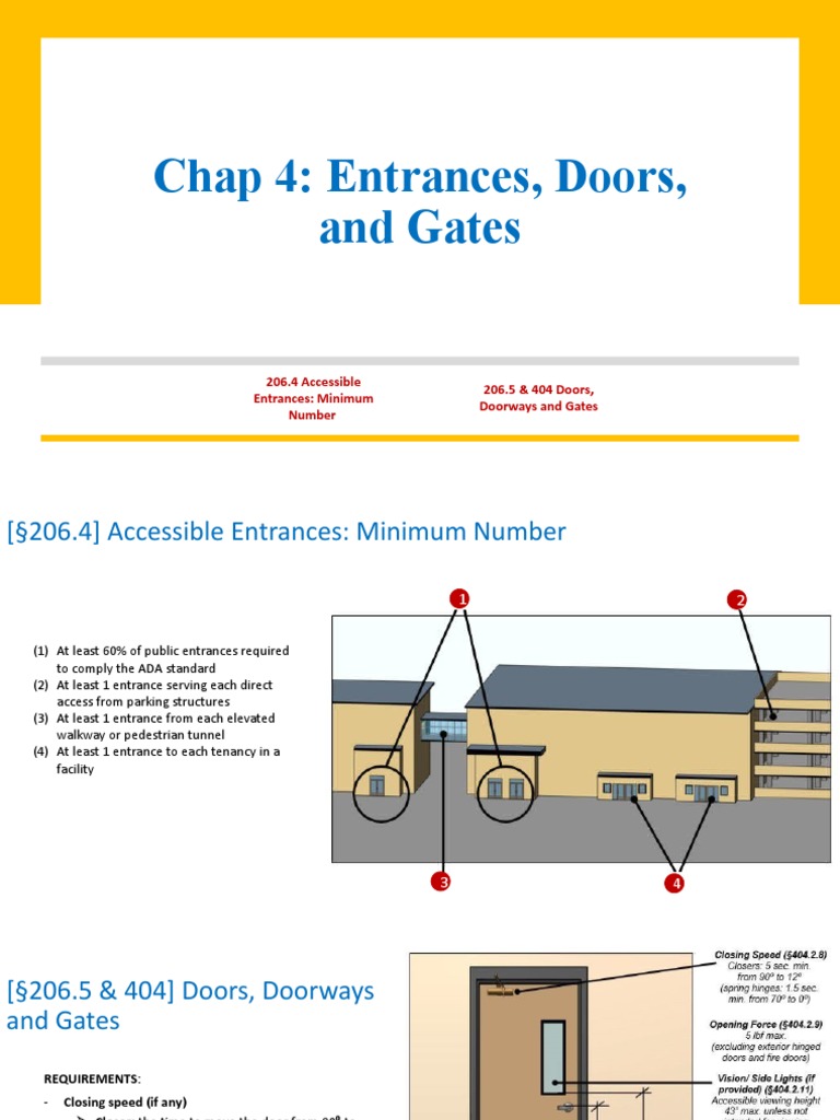 ADA Door and Entrance Requirements | PDF | Door | Architectural Elements