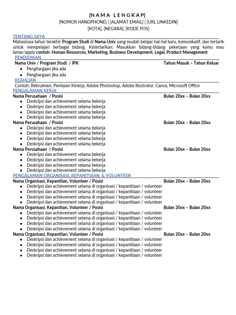 Template CV ATS | PDF
