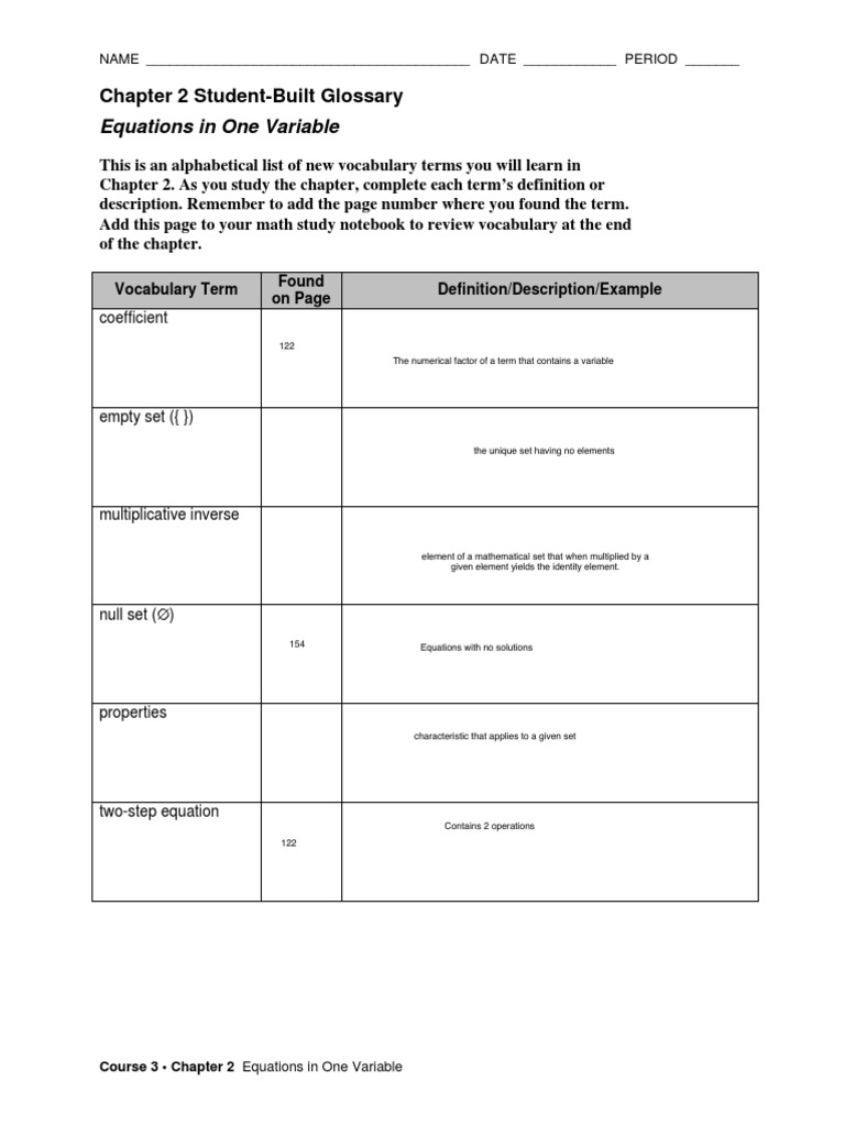 CH 2 Student Glossary | PDF