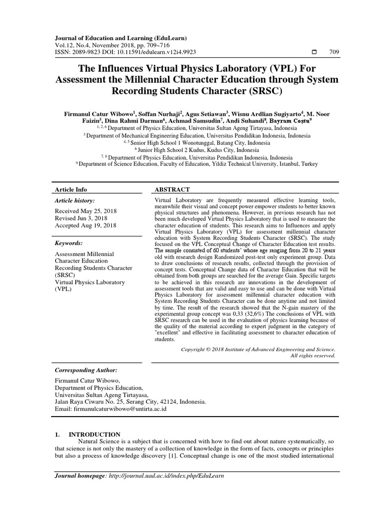 The Influences Virtual Physics Laboratory (VPL) For Assessment The ...