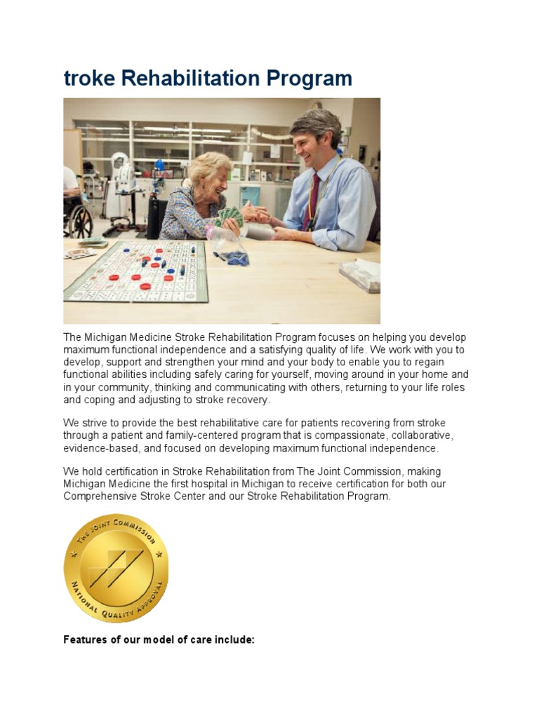 Stroke Rehabilitation Program | PDF | Physical Therapy | Stroke