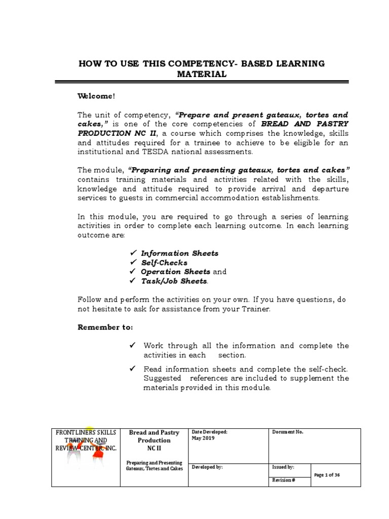 1 PTS CBLM-LBT | PDF | Cakes | Icing (Food)