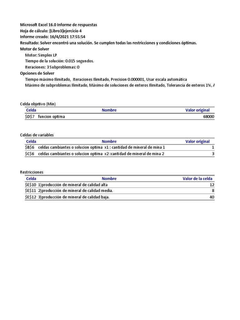 Analisis de Sistemas Mineros-Unp | PDF | Microsoft Excel | Hoja de cálculo