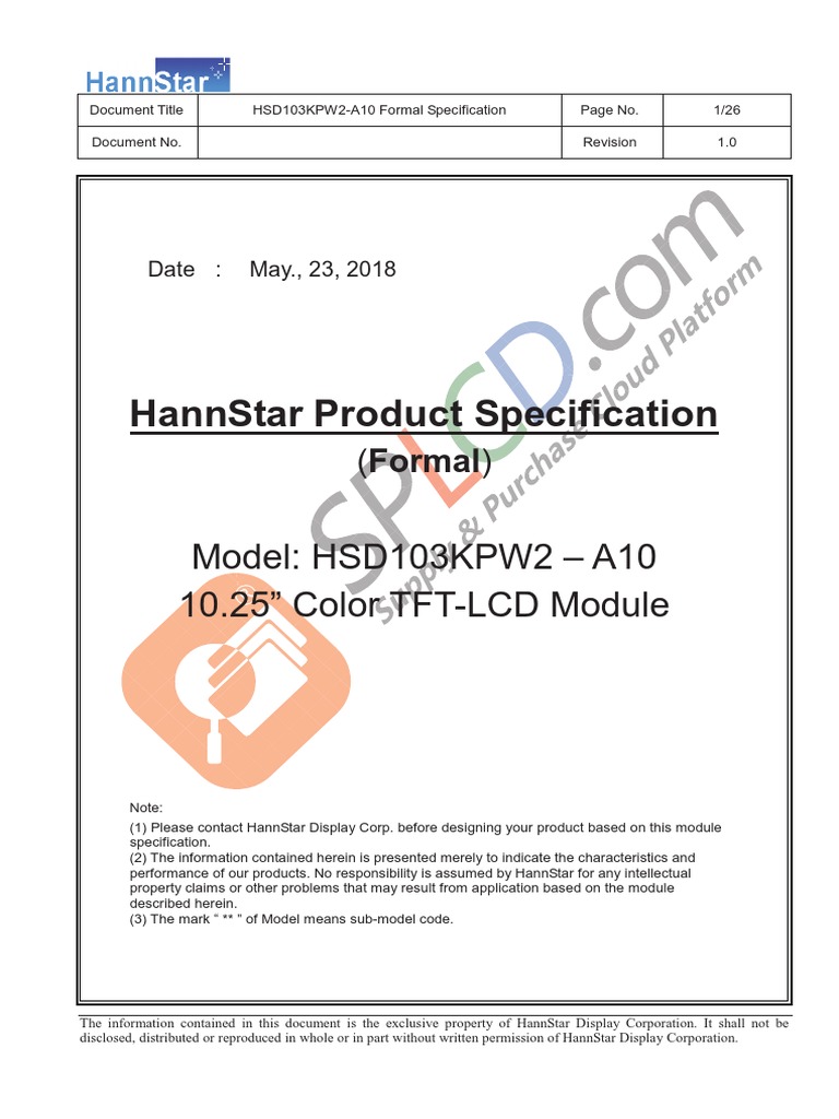 10.25" TFT-LCD Module Specs | PDF | Thin Film Transistor Liquid Crystal ...