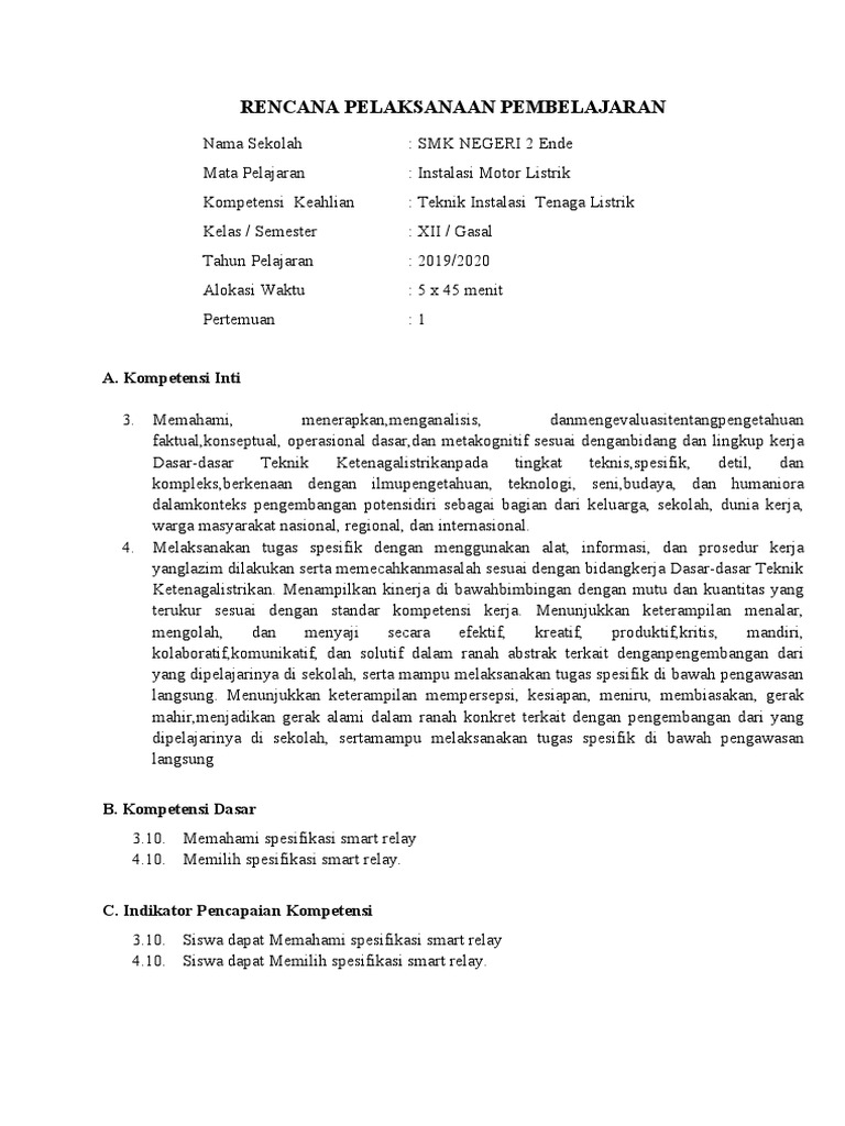 RPP Iml Kelas Xii-1 | PDF