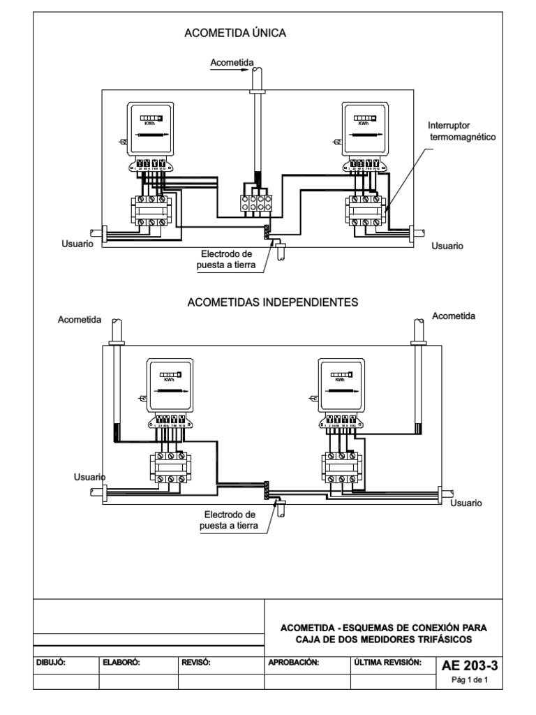 Esquemas de Acometida para Dos Medidores | PDF | Electricidad | Bienes manufacturados