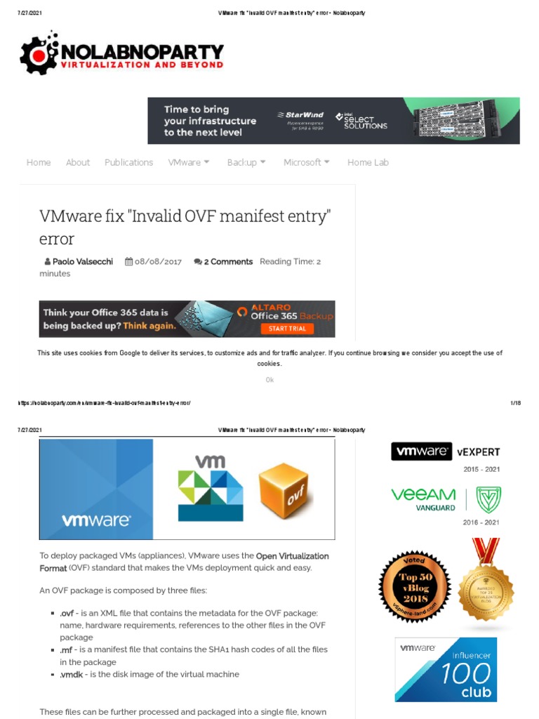 VMware Fix Invalid OVF Manifest Entry Error | PDF | Http Cookie | Software