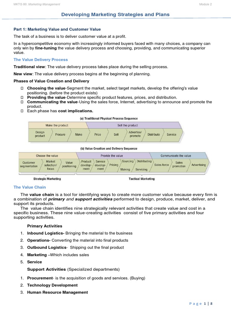 Lesson 2 Developing Marketing Strategies and Plans | PDF | Marketing ...