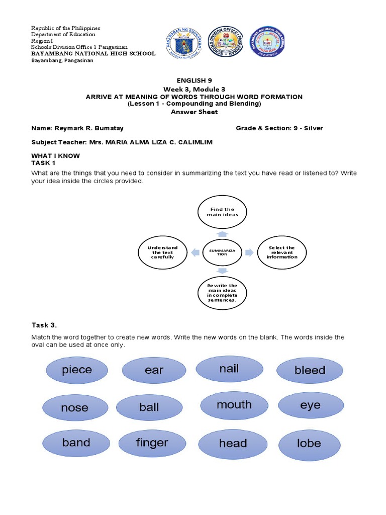 Reymark Bumatay - Lesson 1 - Compounding and Blending | PDF
