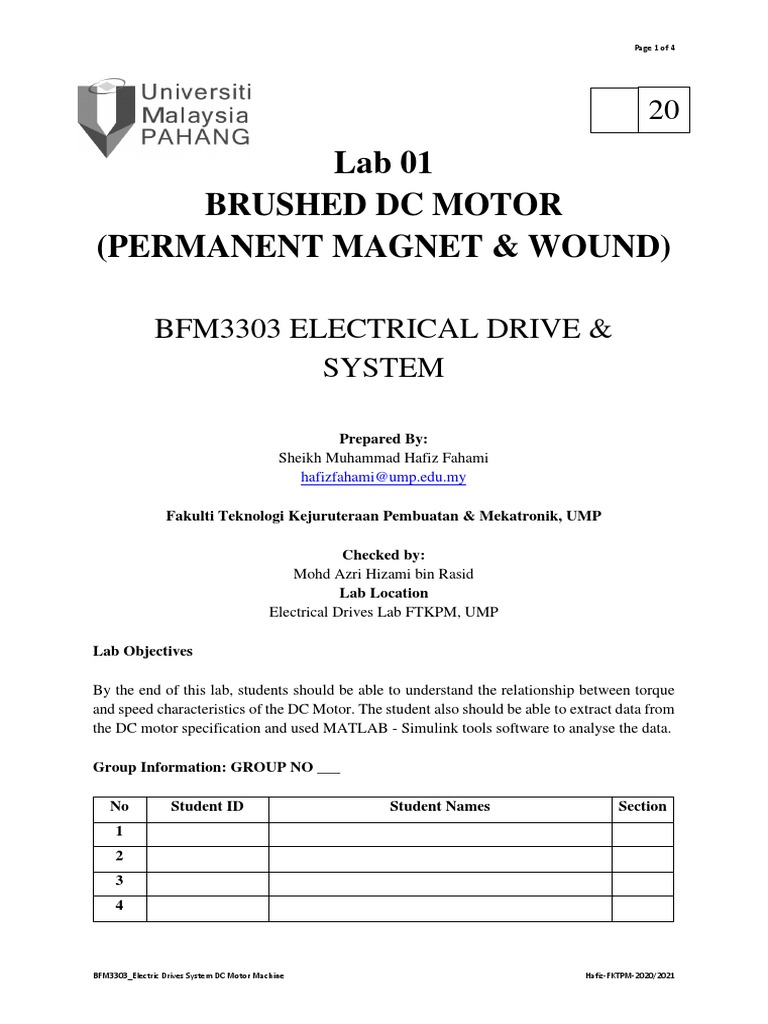 Brushed DC Motor Lab Guide | PDF | Electric Motor | Electrodynamics