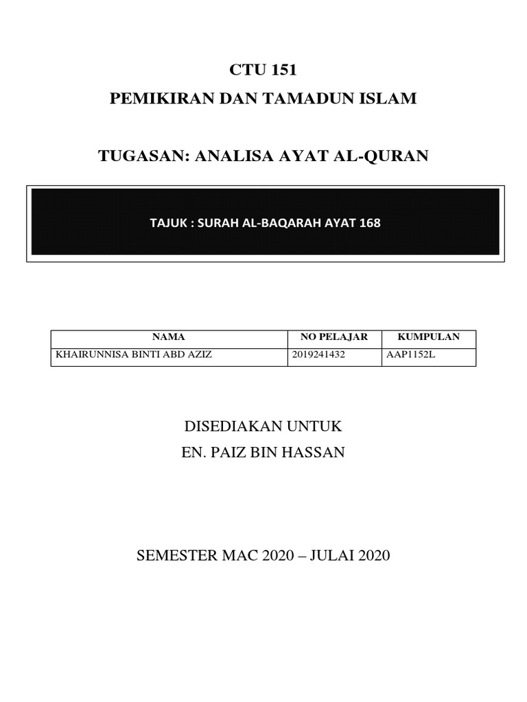 Ctu (Analisa Ayat) | PDF | Kesehatan Holistik | Agama & Spiritualitas