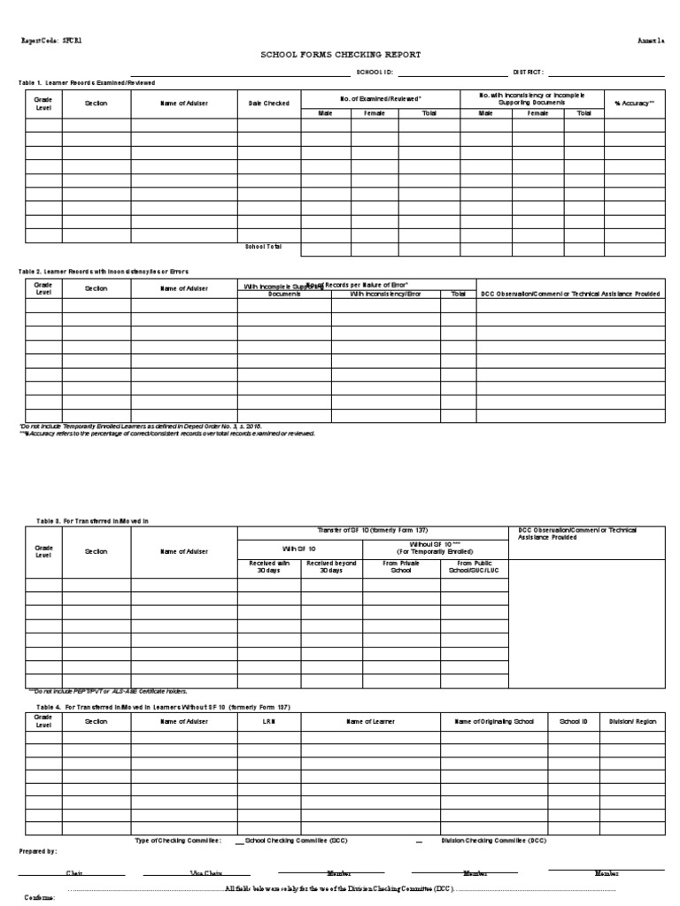 School Form Checking Report | PDF