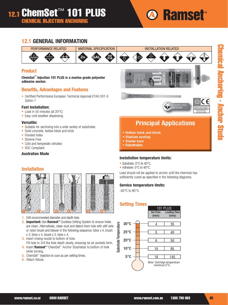 Ramset Specifiers Anchoring Resource Book ANZ C101 PLUS Anchor Studs 1 ...