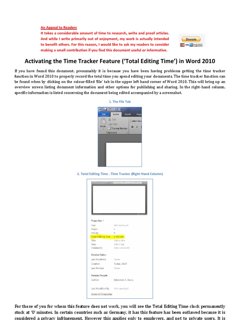 Get 'Total Editing Time' To Work in Word 2010 | PDF | Windows Registry ...