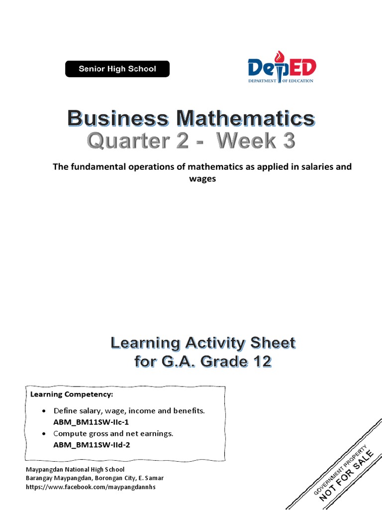 Bus Math Week 3 Q2 | PDF | Salary | Employment