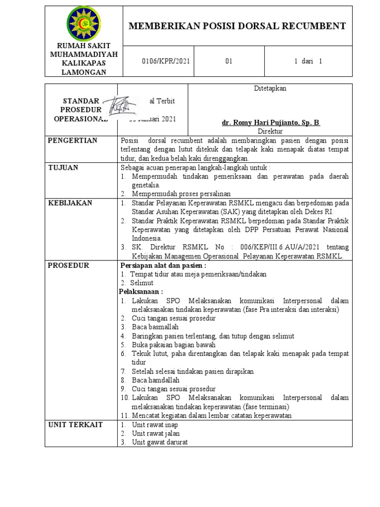 POSITIONING THE PATIENT IN DORSAL RECUMBENT POSITION | PDF