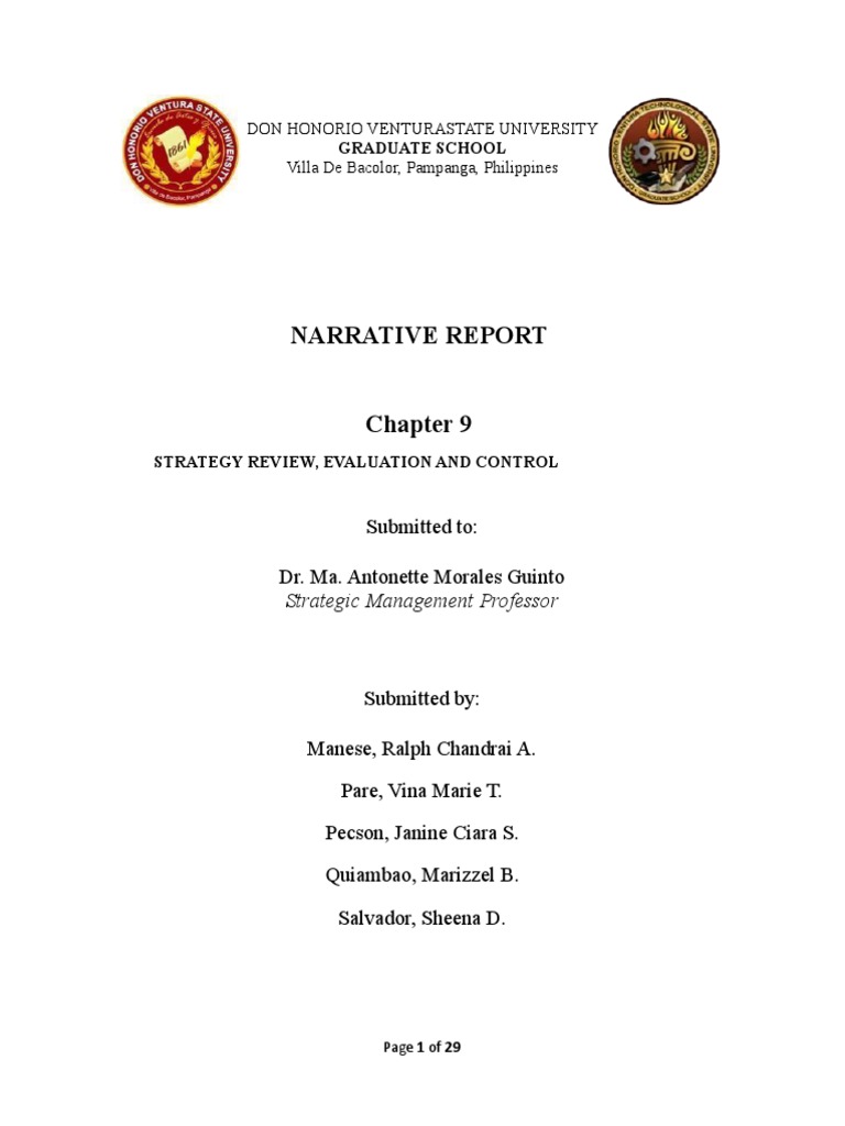 Chapter 9 - Narrative Report | PDF | Strategic Management | Evaluation