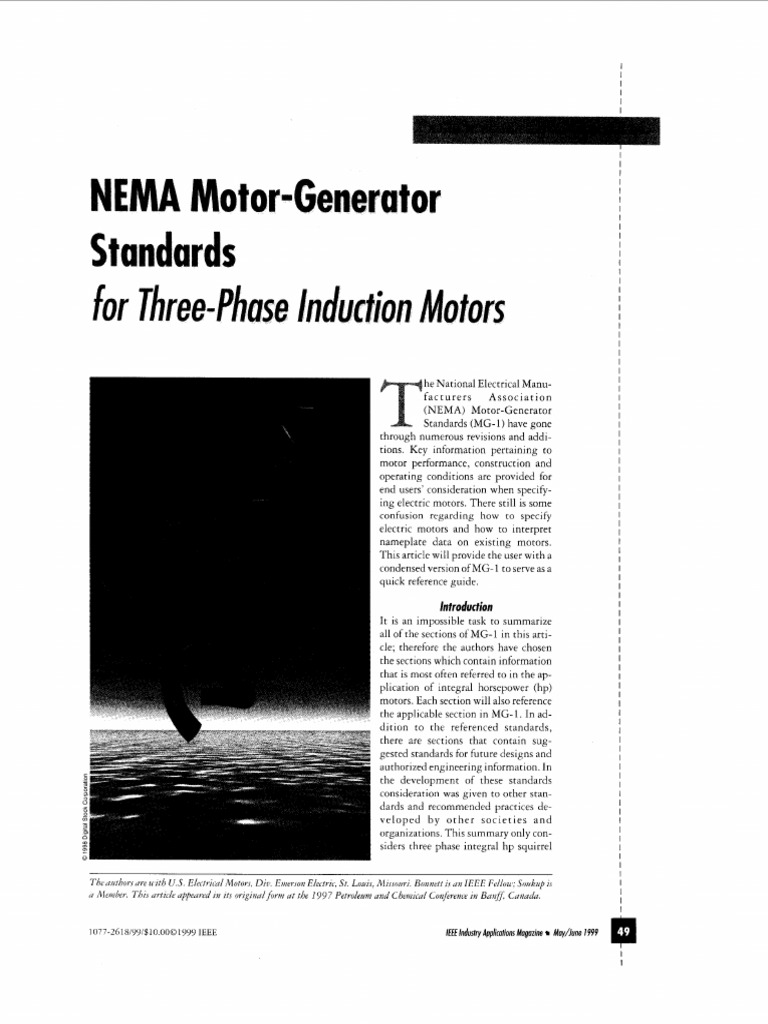 NEMA MG-1 by H Bonnett | PDF | Electric Motor | Electrical Engineering