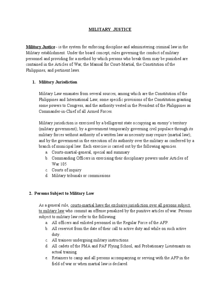Military Justice System | PDF | Court Martial | Military Justice