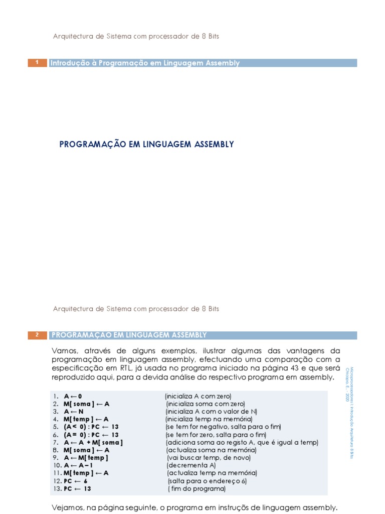 MPI ExemplosProgramaçãoAssembly | PDF | Microprocessador | Linguagem ...