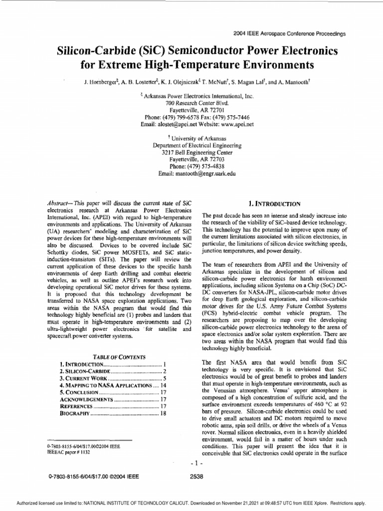 Silicon-Carbide (Sic) Semiconductor Power Electronics For Extreme High ...