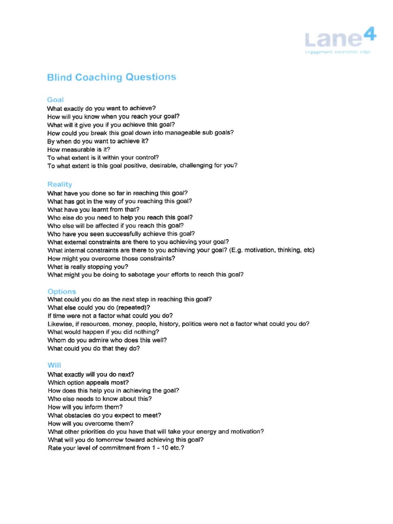 CCC-Coaching Questions and Four Fundamental Coaching Skills | PDF