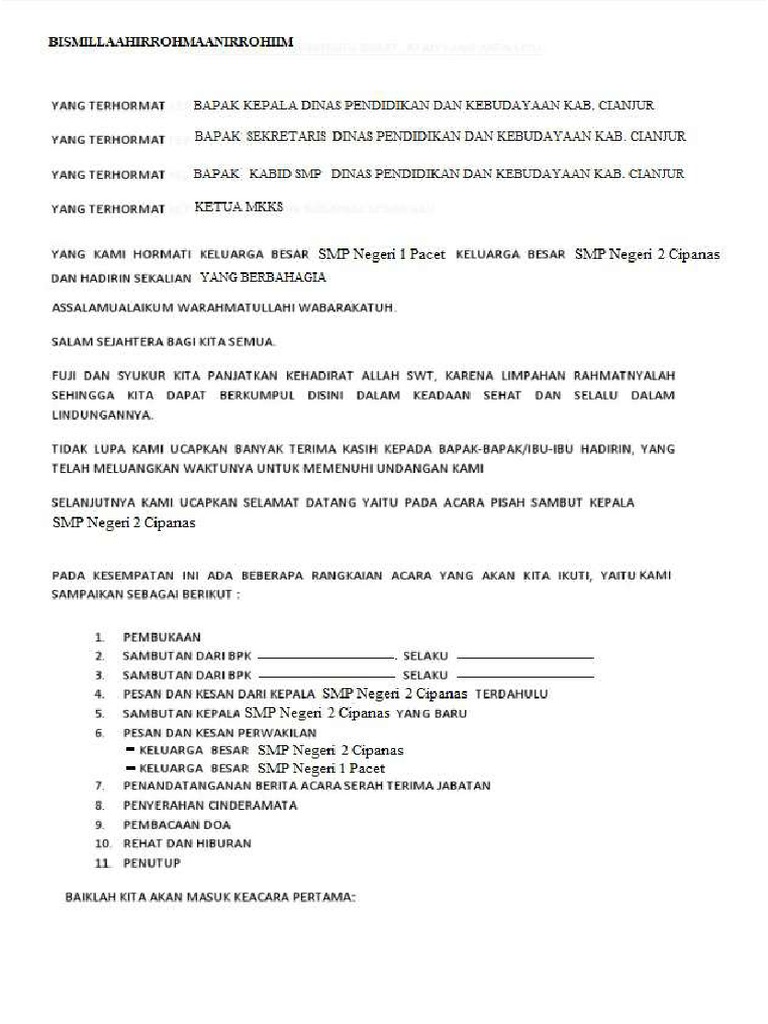 Susunan Acara Sambut Lepas | PDF Susunan Acara Sambut Lepas | PDF