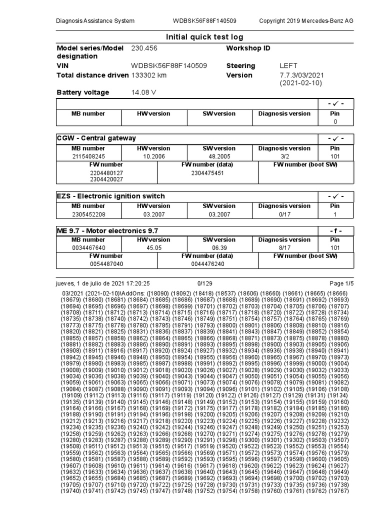 Initial Quick Test Log | PDF | Vehicles | Motor Vehicle