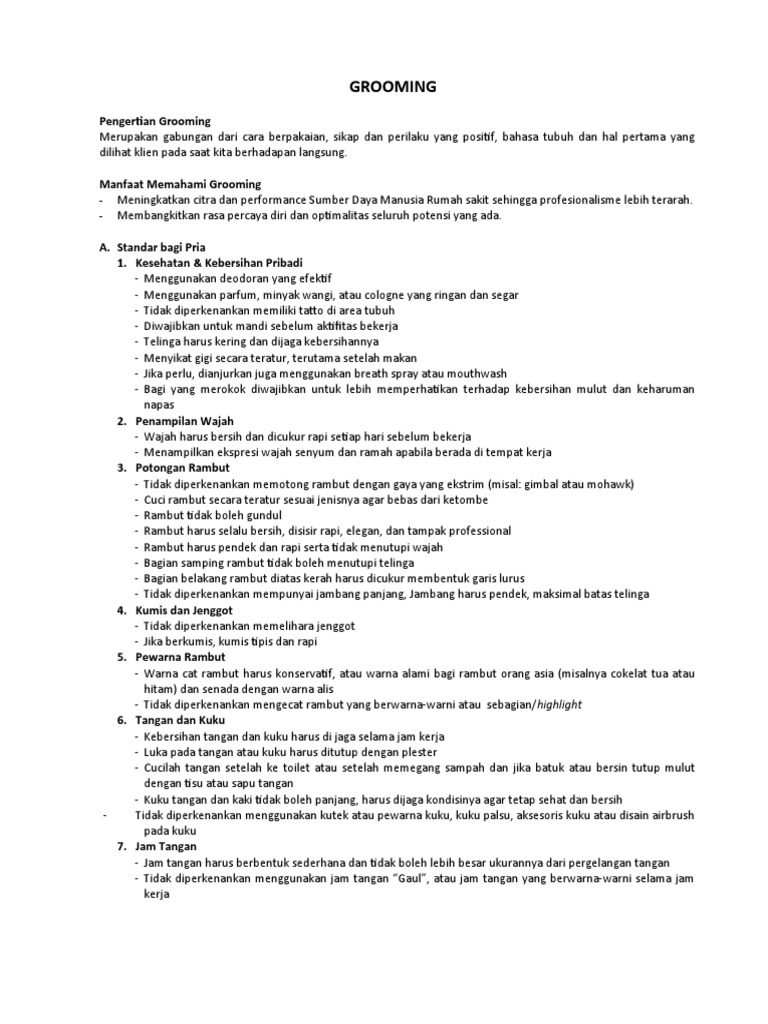 Grooming Berpakaian | PDF | Griya & Taman | Kesehatan Holistik