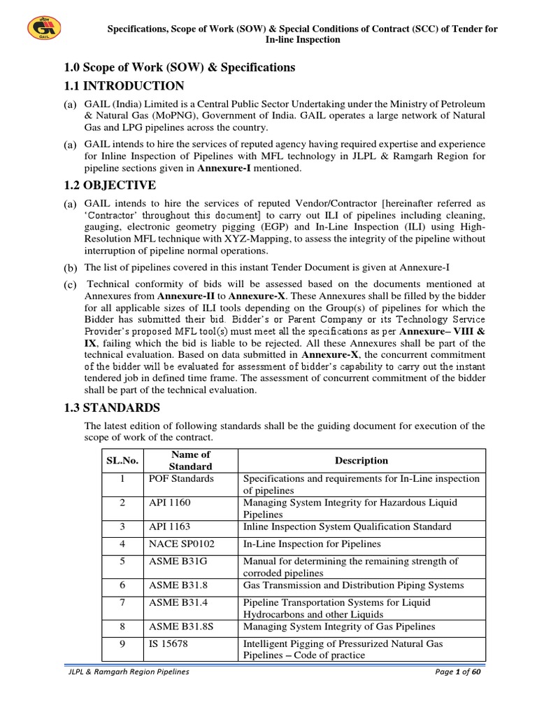 Scope of Work | PDF | Pipeline Transport | Specification (Technical ...