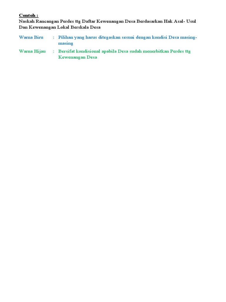 Contoh Perdes Kewenangan Desa | PDF