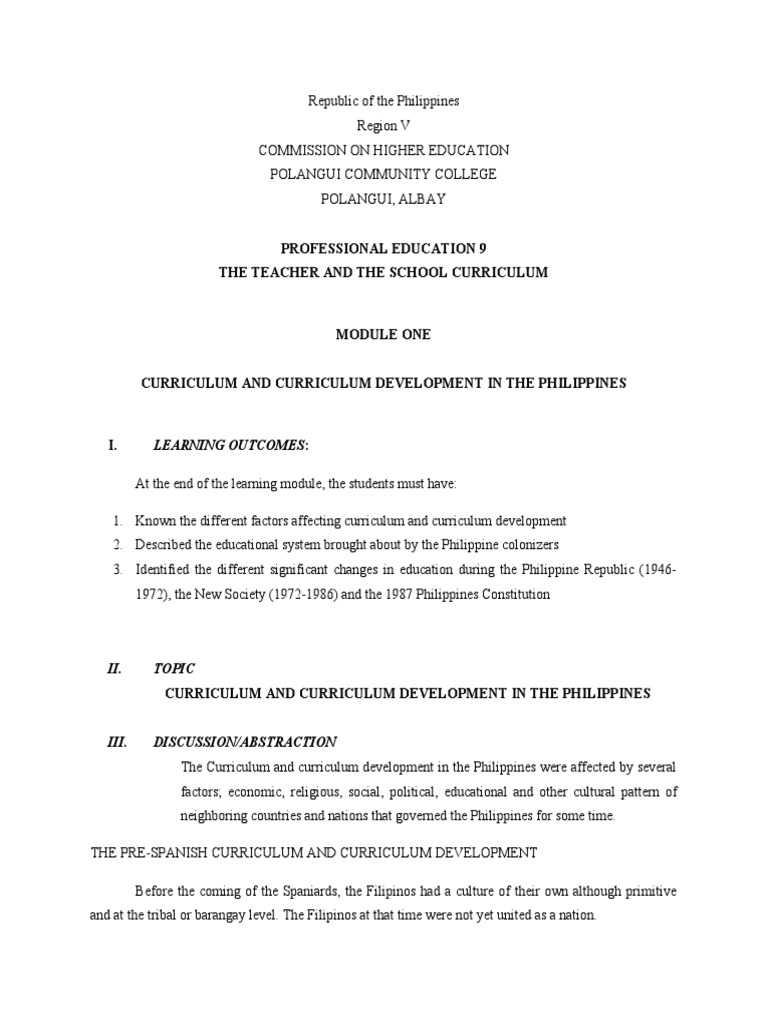 Professional Education 9 The Teacher and The School Curriculum | PDF ...