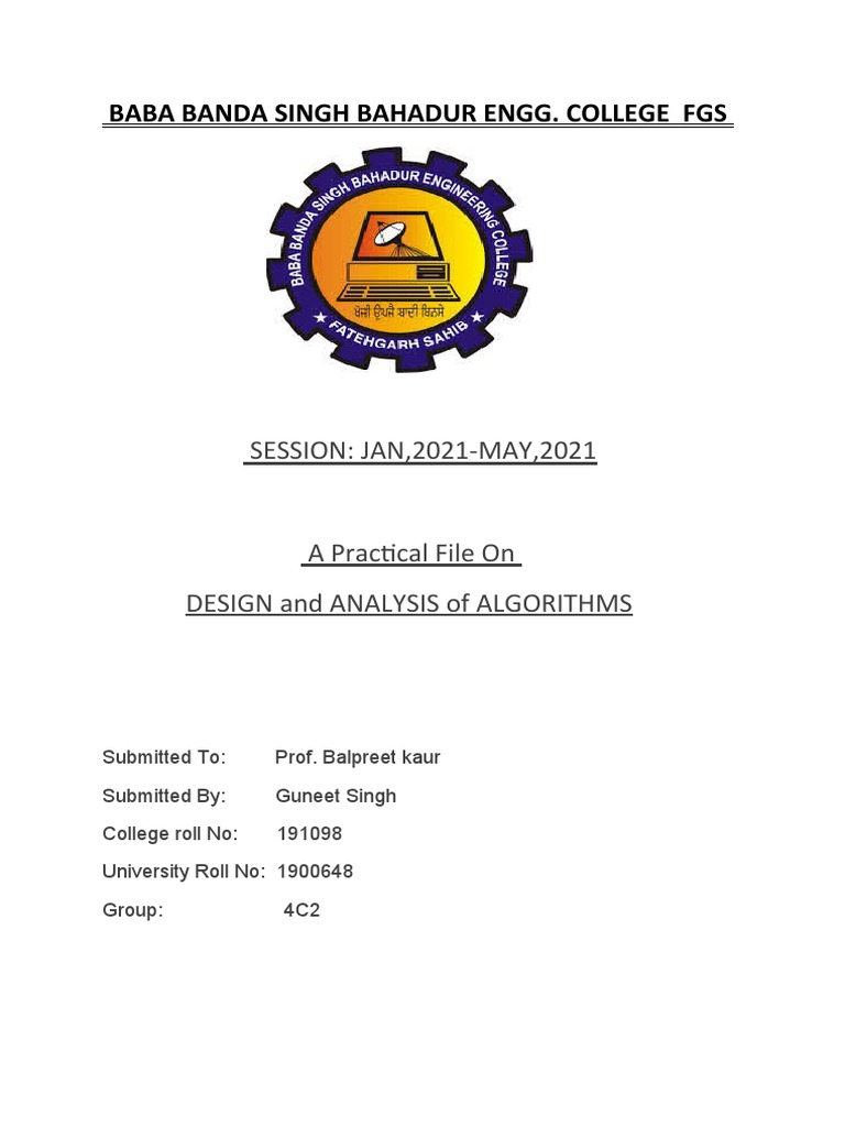 Daa Practical File 1900648 Pdf Queue Abstract Data Type Computer Programming 7681