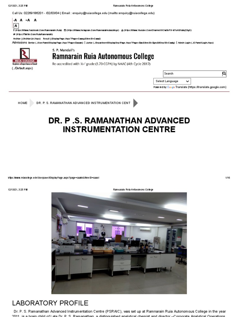 Ramnarain Ruia Autonomous College | PDF | Gas Chromatography–Mass Spectrometry | Differential ...