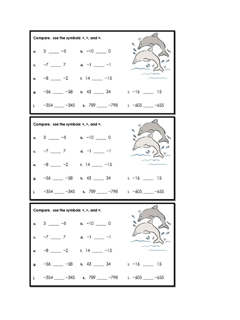 Comparing Negative Numbers | PDF