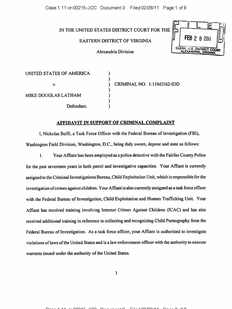 Mike Latham Affidavit | PDF | Child Pornography | Peer To Peer