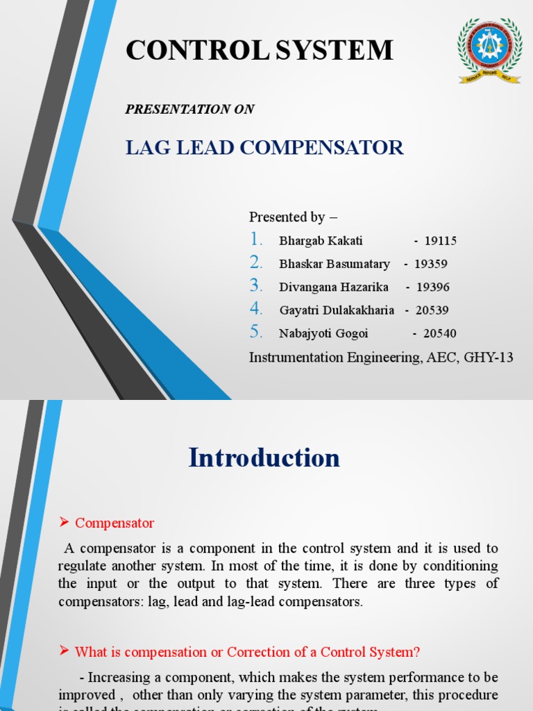 Control System: Lag Lead Compensator | PDF | Electricity | Applied ...