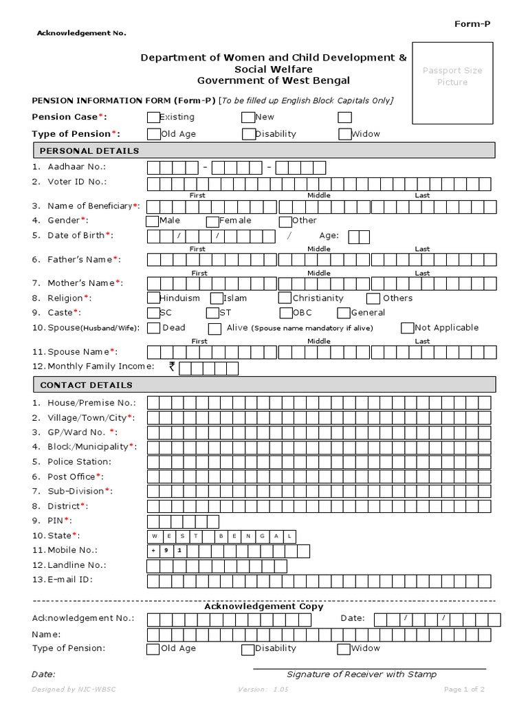 Indira Gandhi Old Age Pension Form Pdf