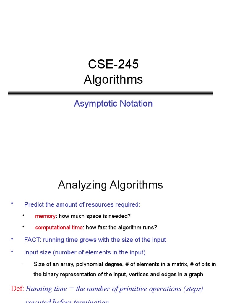 Cse 245 Algorithms Asymptotic Notation Pdf Time Complexity Computational Complexity Theory
