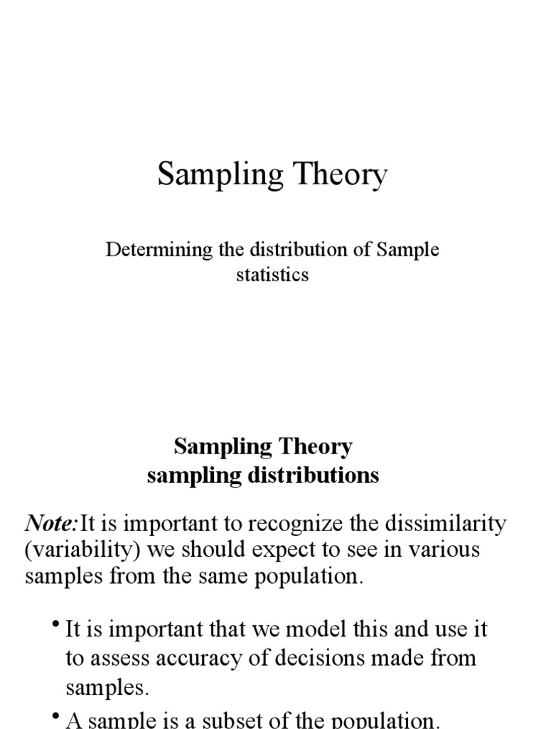 Sampling Theory: Determining The Distribution of Sample Statistics ...